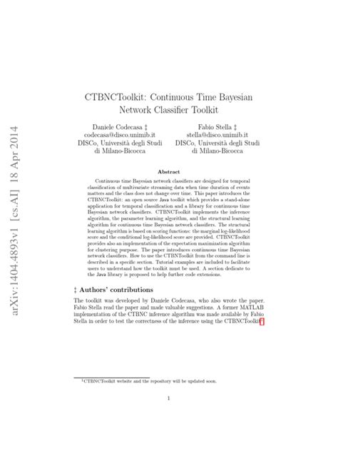 Ctbnctoolkit Continuous Time Bayesian Pdf Bayesian Network Cluster Analysis