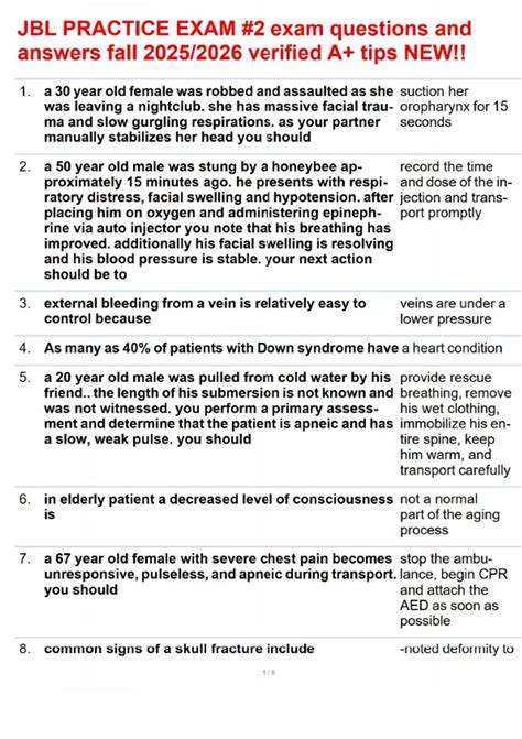 JBL PRACTICE EXAM Exam Questions And Answers Fall Verified A Tips NEW JBL Stuvia US