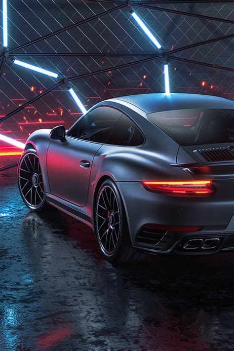 保时捷911 Turbo S黑色车后视图 640x960 Iphone 44s 壁纸，图片，背景，照片