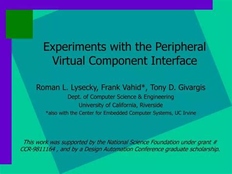 Ppt Experiments With The Peripheral Virtual Component Interface