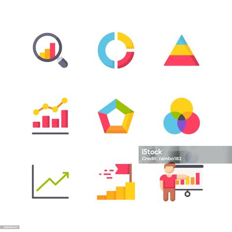 차트 및 다이어그램 플랫 아이콘입니다 픽셀 완벽한 모바일 및 웹용 차트 다이어그램 막대 차트 원형 차트 금융 분석 빅 데이터 대시 보드 통계와 같은 아이콘이 포함되어