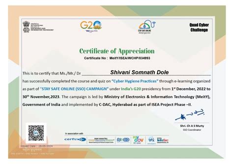 Shivani Somnath Dole On Linkedin Cybersecurity Staysafeonline G20presidency