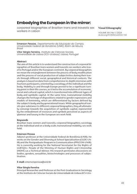 Pdf Embodying The European In The Mirror Corporeal Biographies Of