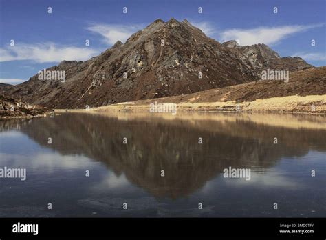 Panoramic View Of Beautiful Sela Lake Reflection Of Himalayan Mountain