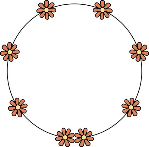 Circle Frame Decoration Element With Flowers Clip Art 22167057 Png