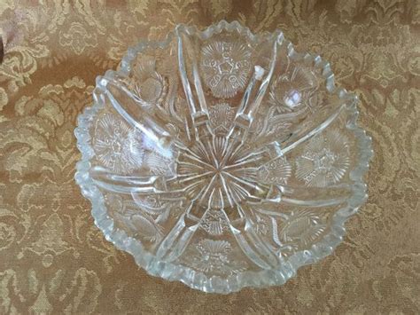 Pressed Glass Thistle Pattern Bowl Vintage Home Decor