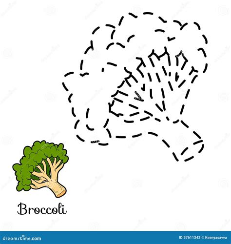Connect The Dots Fruits And Vegetables Broccoli Stock Vector