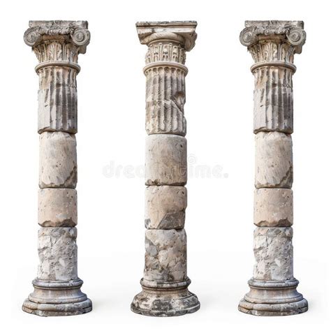 Stone Pillars Set Isolated Old Roman Columns Marble Greek Pillar