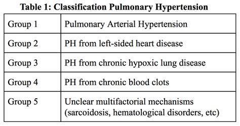 Types Of Pulmonary Hypertension The Who Groups