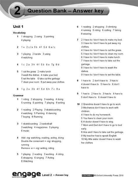 Engage Level 2 Question Bank Answer Key Pdf