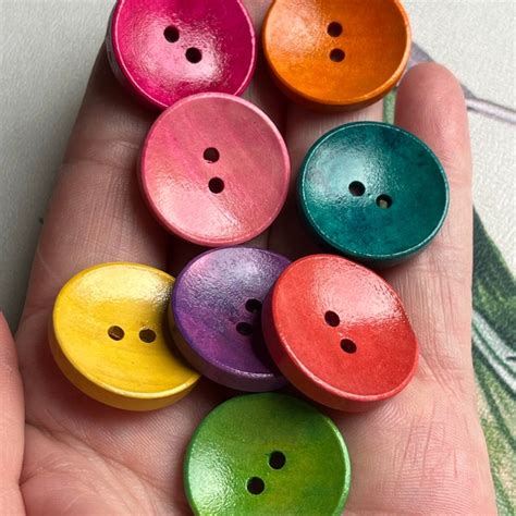 Rainbow Coloured Buttons Etsy