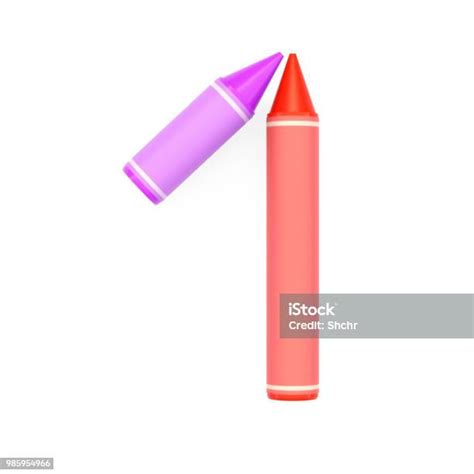 컬러 왁 스 크레용 수학 숫자 1 같은 흰색 바탕에 조립 3d 렌더링 이미지 0명에 대한 스톡 사진 및 기타 이미지 0명 3차원 형태 공예 Istock