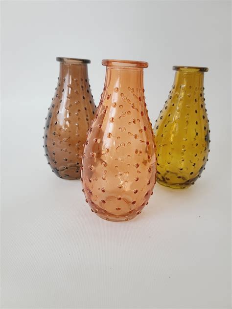 Colored Glass Bud Vase Bottle Rust Orange Mustard Yellow Blush Etsy
