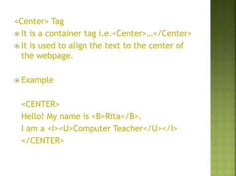 formatting tags and creating html page ppt