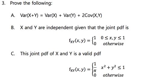 Solved Prove The Following A Var X Y Var X Var Y Chegg Com
