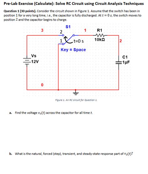 Solved Pre Lab Exercise Calculate Solve RC Circuit Using Chegg