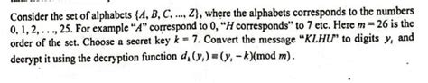 Solved Consider The Set Of Alphabets Abcz Where The