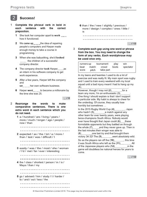 Stf Progress Tests Unit 2 Pdf Phrase Syntax