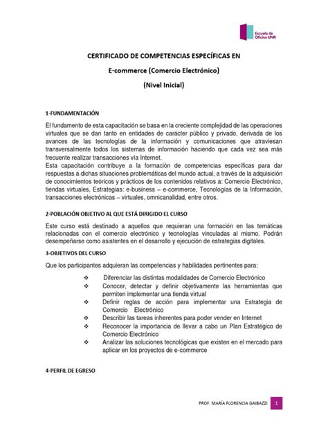 Programa E Commerce Nivel Inicial Esc Oficio Unr Prof Gaibazzi 2do