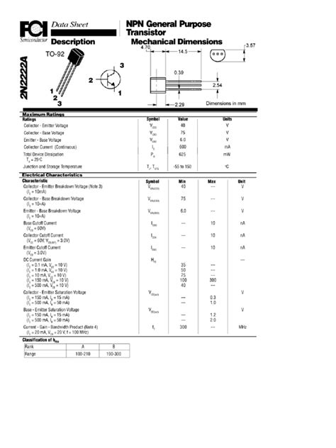 2n2222a Datasheet Pdf