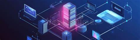Futuristic Illustration Of A Data Center With Interconnected Devices Showcasing Digital
