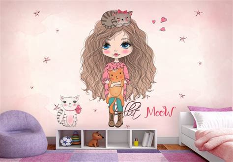 قیمت و خرید کاغذ دیواری اتاق نوجوان دخترانه طرح فانتزی دخترک چشم آبی با