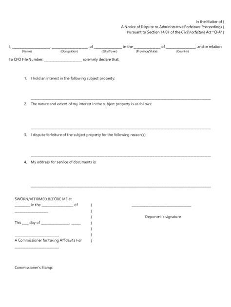 Fillable Online Notice Of Dispute Form Notice Of Dispute Form Fax
