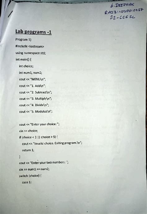 Oodp Assignment Gsgs Lab Programs Program 1 Include Using