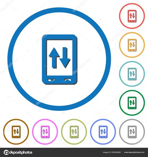 Mobile Data Traffic Flat Color Vector Icons Shadows Outlines White Stock Vector By