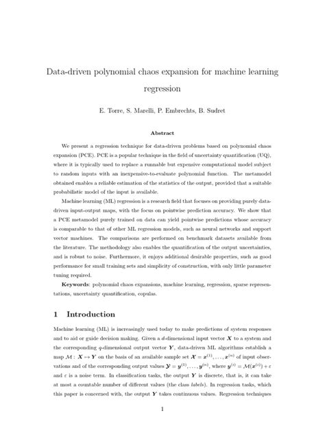 Data Driven Polynomial Chaos Expansion For Machine Learning Regression Pdf