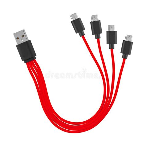 Cable With Usb And Micro Usb Connector On White Background In Insulation Stock Illustration