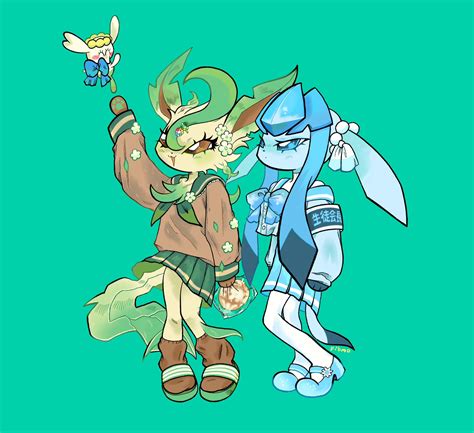 Glaceon Leafeon And Flabebe Pokemon Drawn By Mrpibmo Danbooru