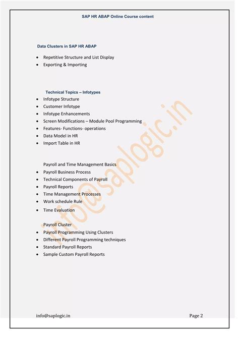 Sap Hr Abapcoursecontent Pdf Databases Computer Software And