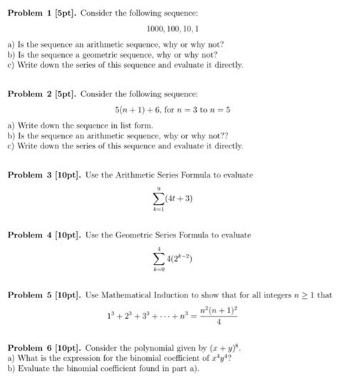 Solved Problem Pt Consider The Following Sequence Chegg