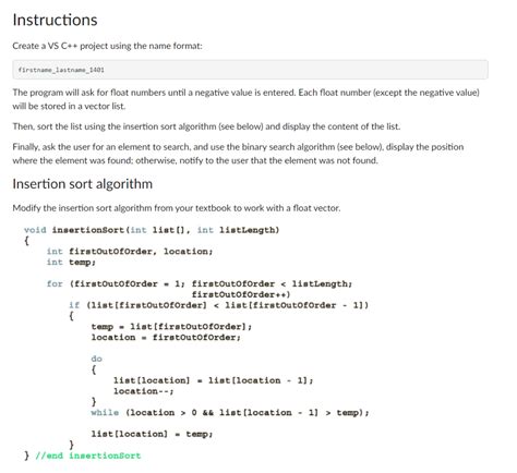 Solved Instructions Create A Vs C Project Using The Name