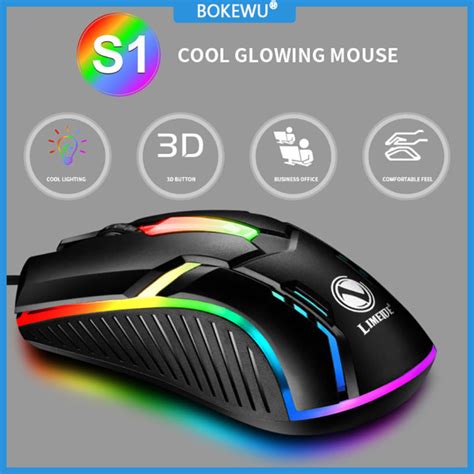 Bokewu Wired Gaming Mouse Usb Computer Mouse Rgb Mouse Gamer Ergonomic Mouse Dpi Led Silent