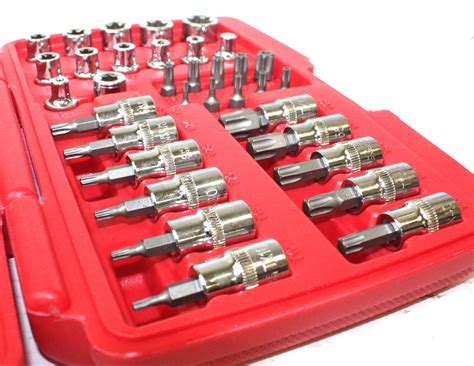 34pc Torx Star Sockets And Bit Set Male Female E Torx Security Bits 3 8