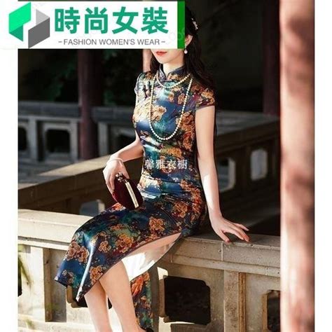 老上海旗袍——軍閥太太旗袍改良版年輕款少女復古民國老上海長款氣質日常聚會宴會謝師宴~時尚女裝 Yahoo奇摩拍賣