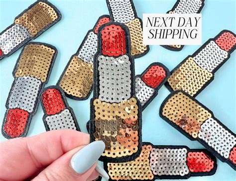 Lipstick Patch Sequin Iron On Denim Patch For Backpack Bag Applique
