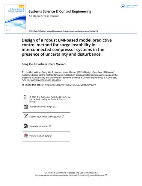 Pdf Design Of A Robust Lmi Based Model Predictive Control Method For