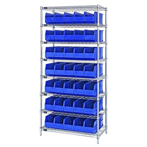 Quantum Wr8 461 18x36x74 Wire Shelf Bin Organizer