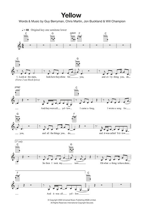 Yellow By Coldplay Ukulele Guitar Instructor