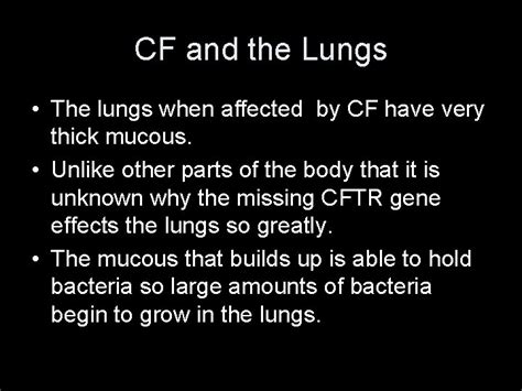 Cystic Fibrosis And The Lungs By Thomas Kupper