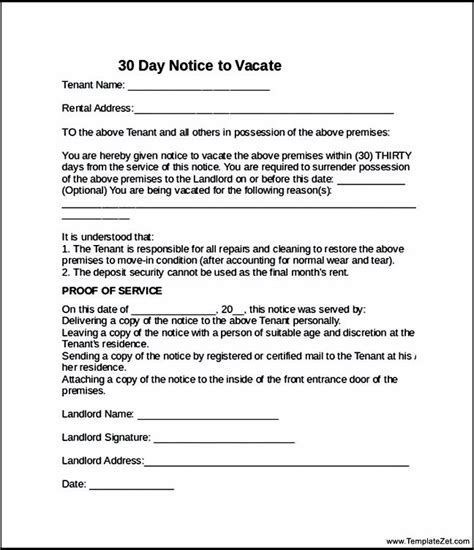 Landlord 60 Day Notice To Vacate Sample Letter Pdf Template