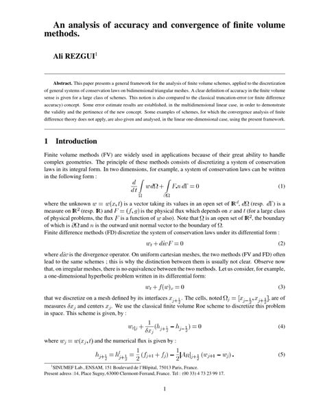 Pdf An Analysis Of Accuracy And Convergence Of Finite Volume Methods