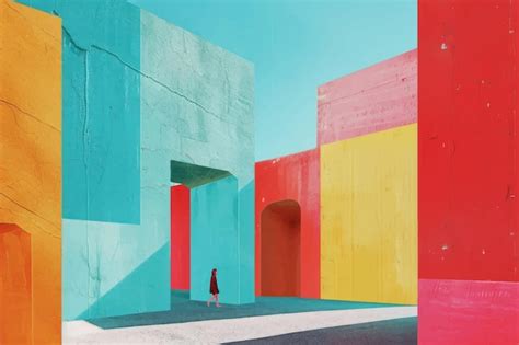 Colorful Geometric Urban Architecture Scene Premium Ai Generated Vector