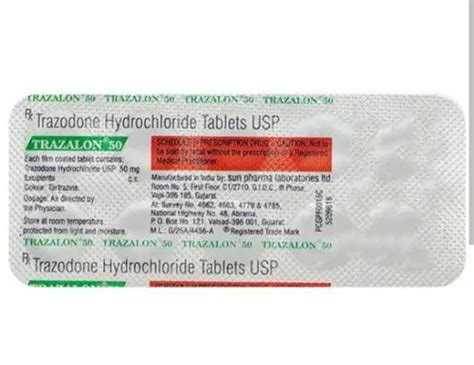 Trazodon Hydro Trazodone Hydrochloride Tablet 10 10 At Rs 300 Box In Nagpur