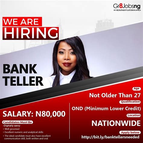 Urgent Vacancy For Bank Tellers Jobsvacancies Nigeria