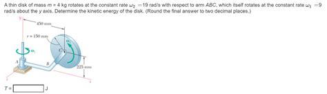 solved a thin disk of mass m 4 kg rotates at the constant