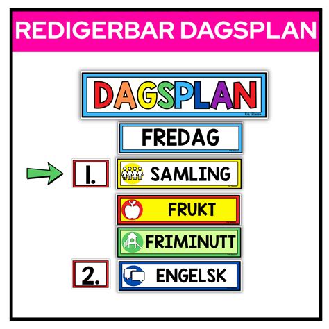 Dagsplan Til å Henge Opp På Tavlevegg Redigerbar Klassisk Regnbue